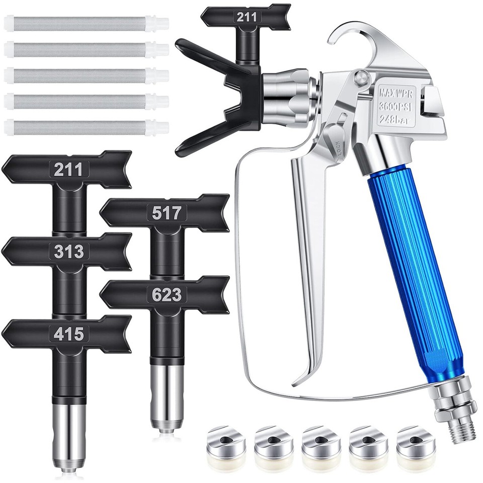 3600PSI Airless Paint Spray Gun with 517 Tip Nozzle Guard For Wagner ...
