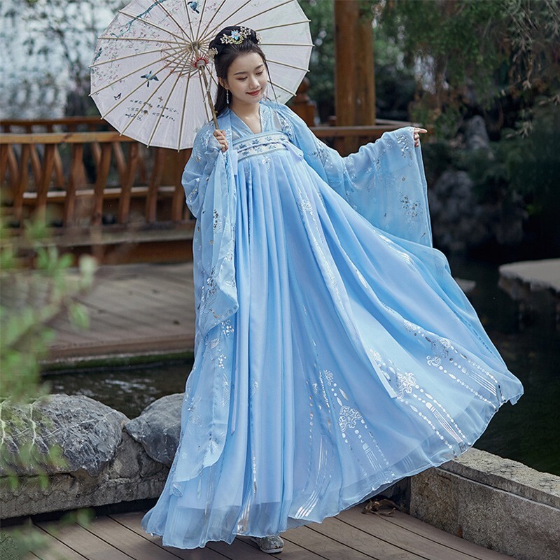 Blue Fairy Hanfu Female Costume Women Beautiful Dance Princess Tang ...