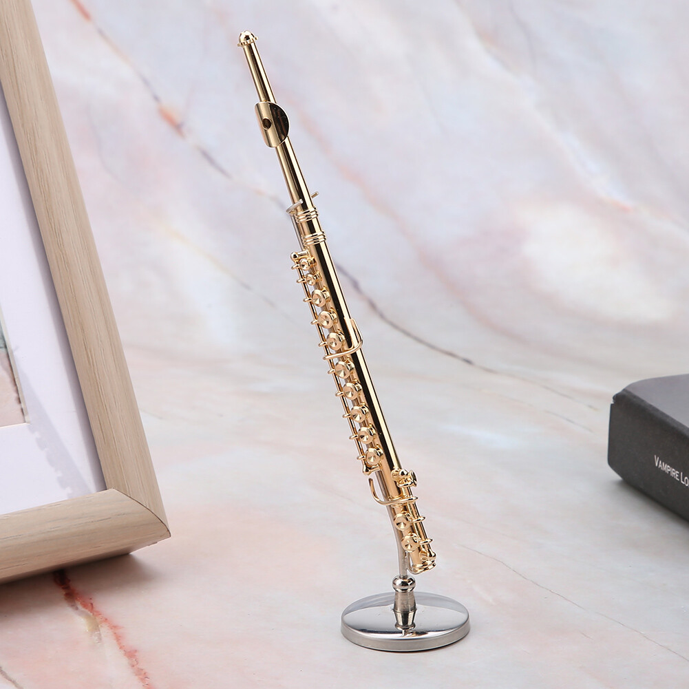 Ature Flute Replica W/ Stand And Case Gold Plated Instrument Model ...