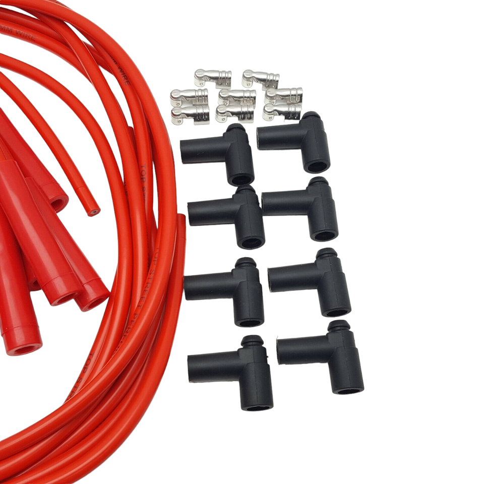 8.5mm Red Straight Boot Spark Plug Wires HEI Chevy SBC BBC Ford Mopar ...