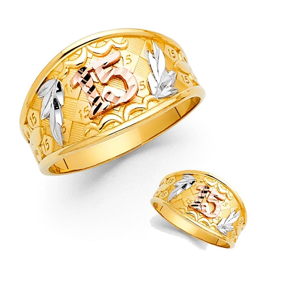 GOLD - 14K Tri Color Gold 15 Years Ring | eBay