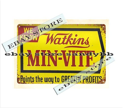 WATKINS MIN-VITE CATTLE COW POULTRY LIVESTOCK FEED metal tin sign wall ...