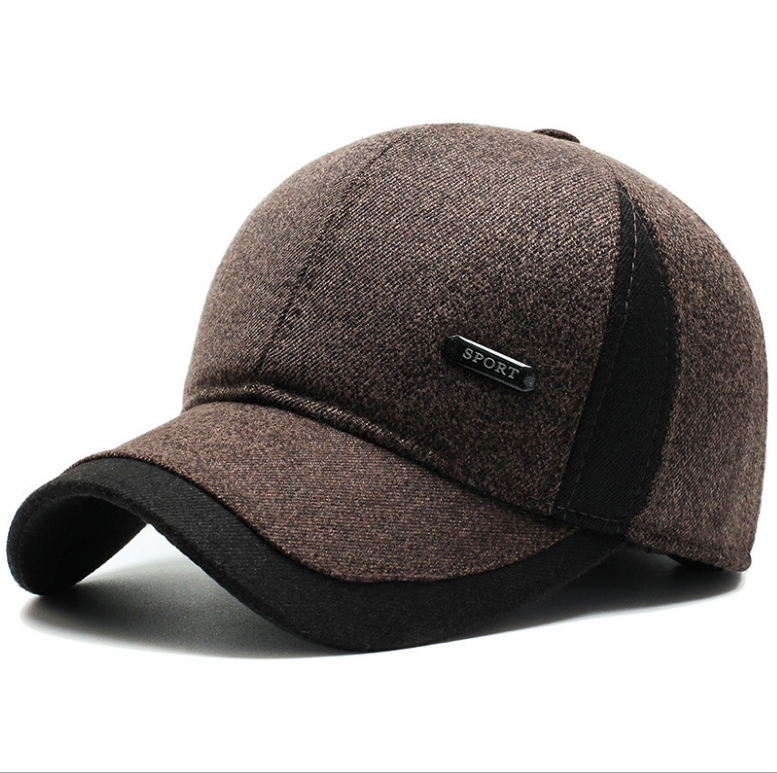 Men's Warm Wool Baseball Cap Ear Flaps Thicken Cotton Snapback Hats ...