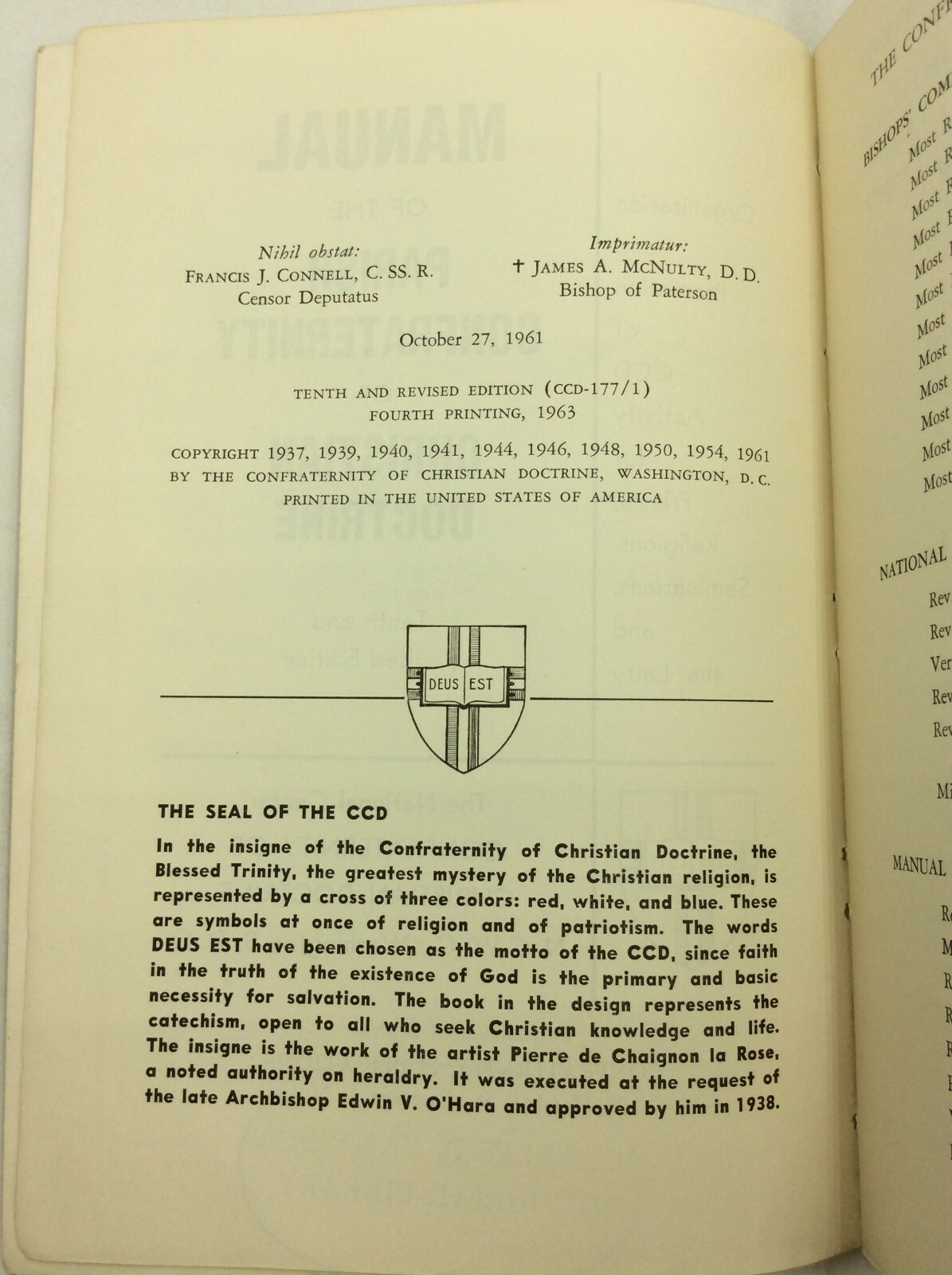 MANUAL OF THE PARISH CONFRATERNITY OF CHRISTIAN DOCTRINE - 1963 ...