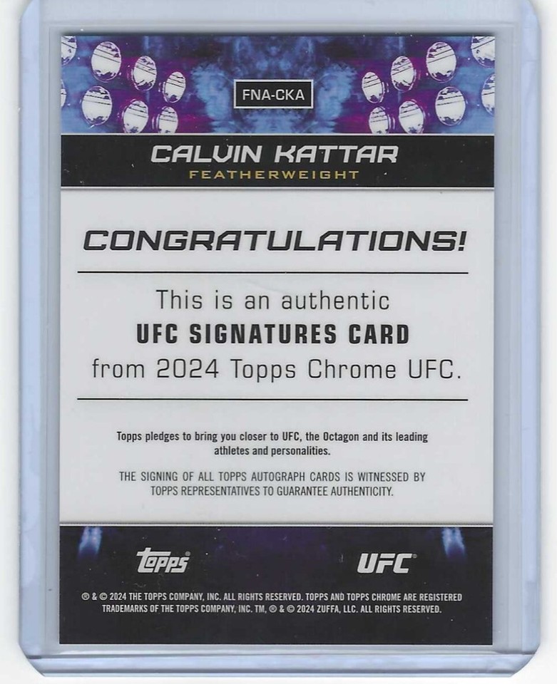 2024 Topps Chrome UFC Signatures #FNACKA Calvin Kattar auto autograph ...