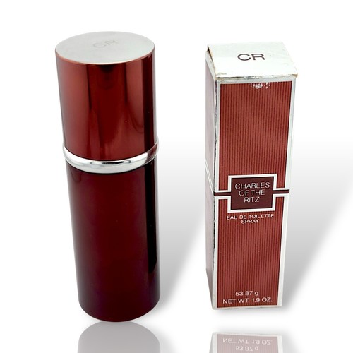 CHARLES OF THE RITZ EDT 1970s Perfume 2-BOTTLE LOT 1.9oz+2oz Burgundy w ...