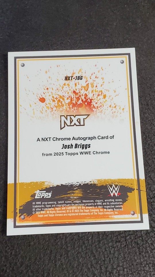 2025 Topps Chrome WWE Sapphire NXT-JBG Josh Briggs ORANGE AUTO ...