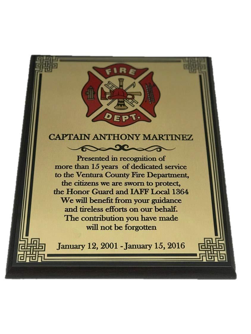 Fire Department Retirement Plaques Firefighter Retirement Service