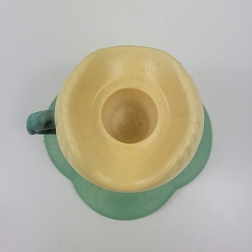 Hull Pottery Candle Holder Cream & Green Floral Design W30 USA | eBay