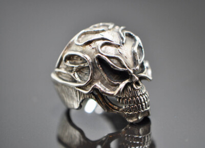 Fire Skull Ring 925 Solid Sterling Silver Brutal Man's Ring | eBay