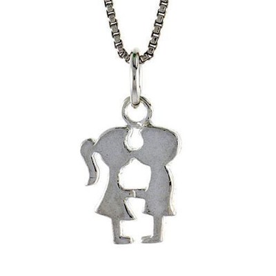 Sterling Silver Kissing Couple Pendant / Charm, Italian Box Chain | eBay