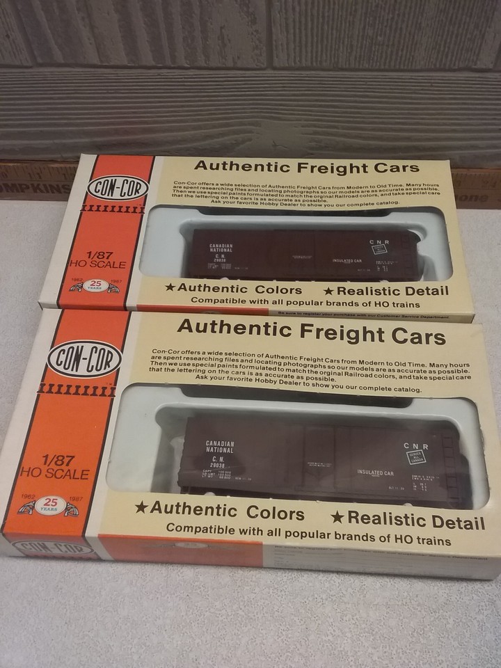 2 Con Cor HO Canadian National 1:87 Freight Cars Boxcar kits Brown ...