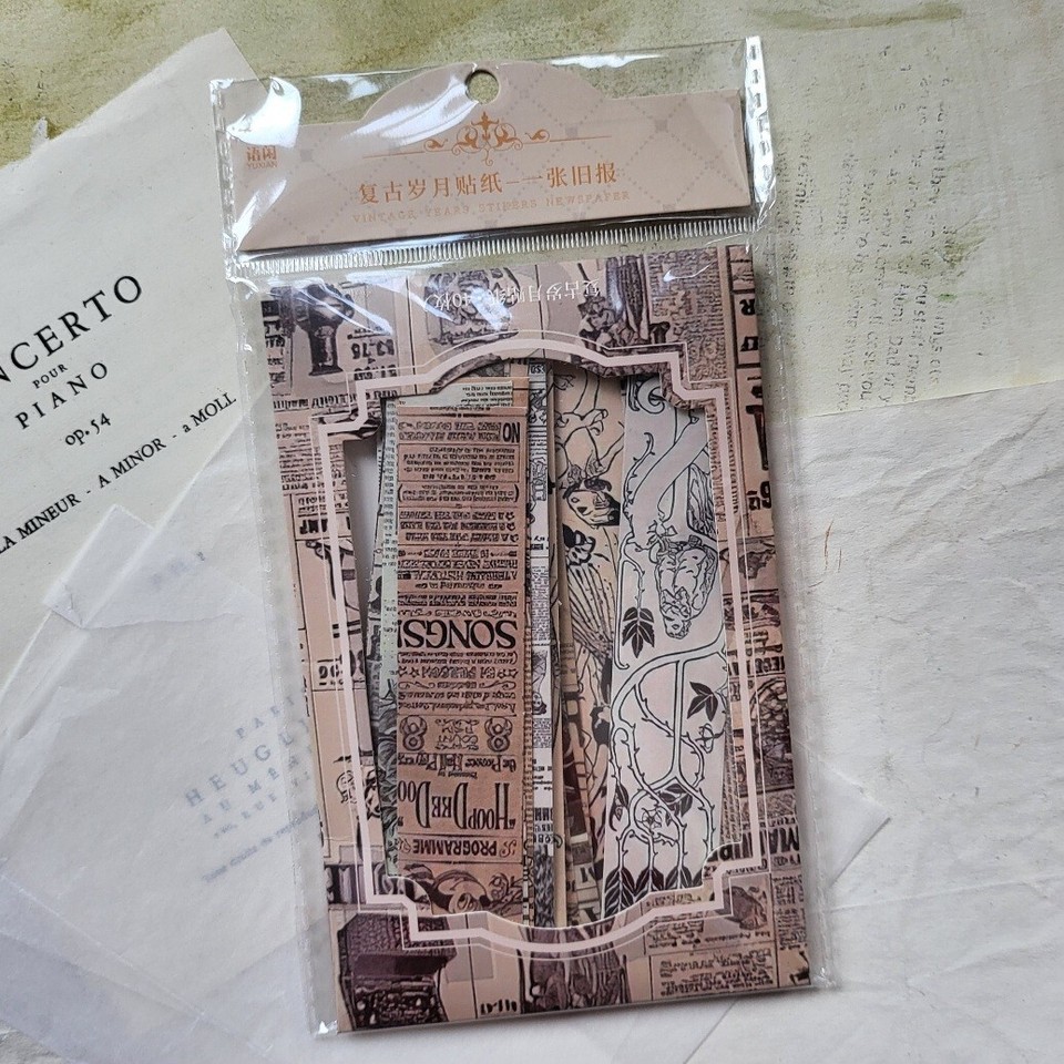 Retro vintage newspaper magazine adds Junk Journal Stickers Stripe 40 ...