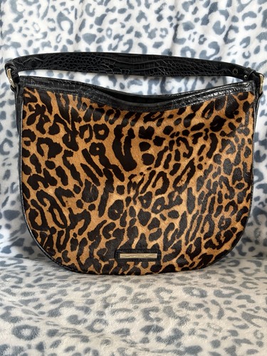 Brahmin Lynx Leopard Print Black Damson Collection Small Kathleen ...