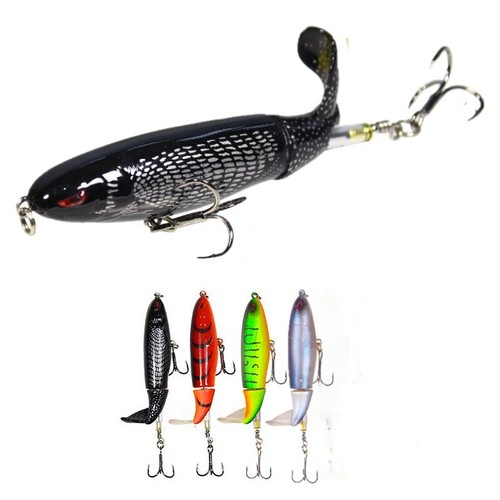 4 x Hard Lure with Soft Spinning Rotating Tail Popper Free Post | eBay ...