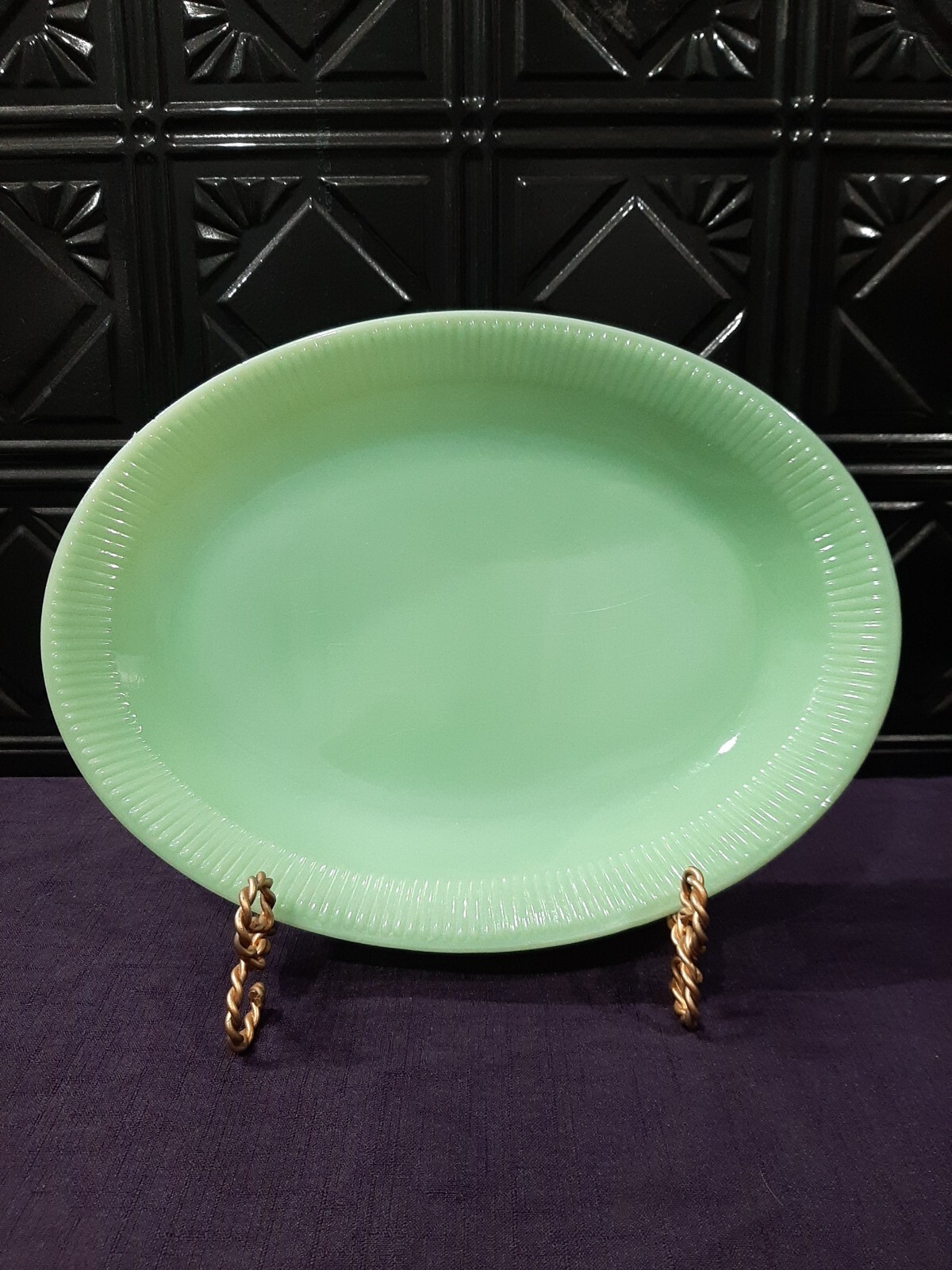 Vintage Fire King Jadeite Glass Platter / Serving Plate, Jane Ray ...
