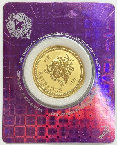 2017 GOLD BARBADOS TRIDENT 1 OZ .9999 FINE COIN CERTI-LOCKED BY ...