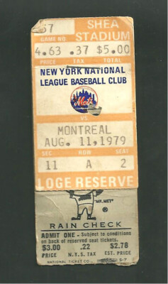 Vintage New York Mets Rain Check & Baseball Ticket Stub from Shea ...