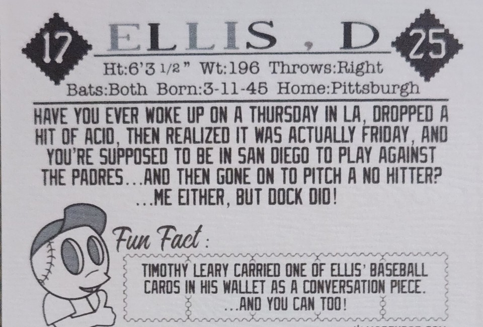 Dock Ellis CUSTOM ART No-Hitter on LSD Pirates (SP LIMITED PRINT RUN ...