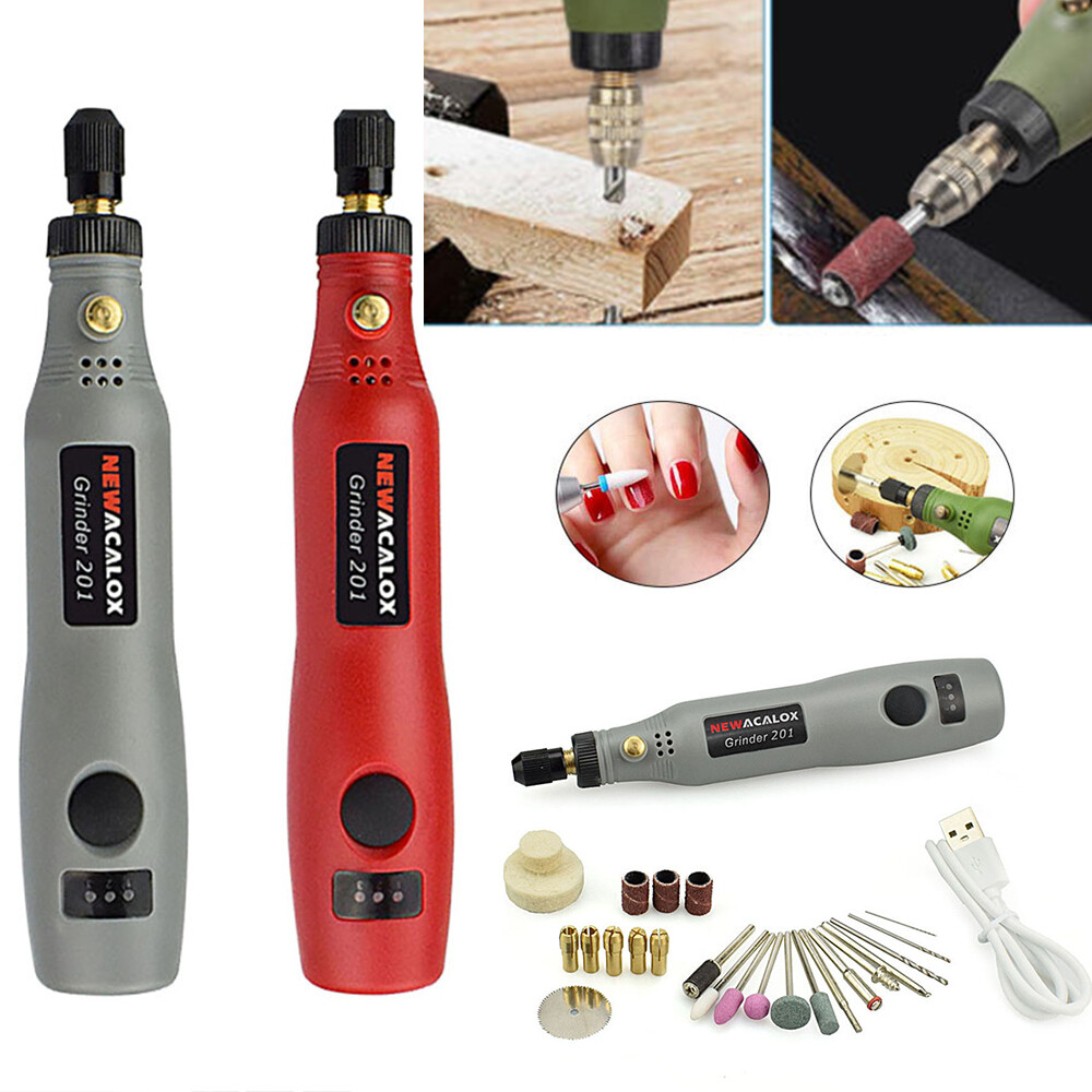 25PCS Electric Grinding Pen Rotary Drill Grinder Cordless USB Engraving ...