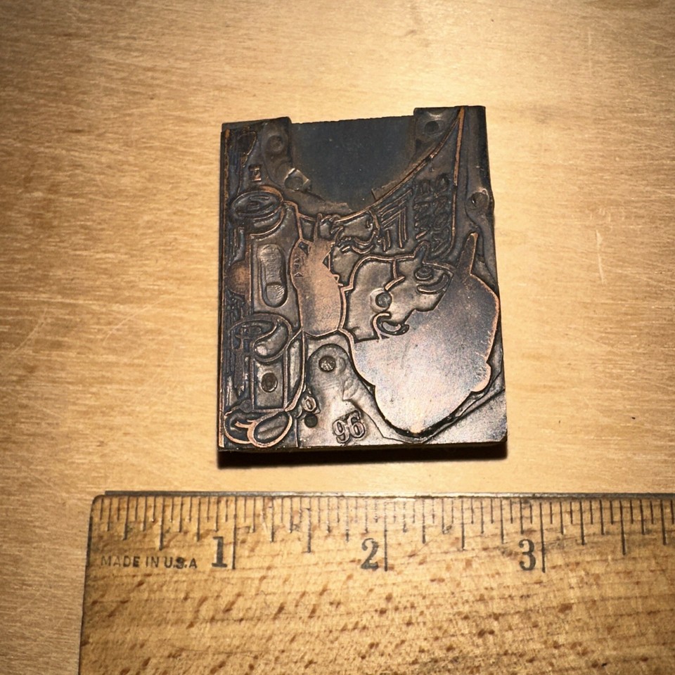 Print Block “ Man Sitting In Car Reading Road Map ” Type Cut Block ...