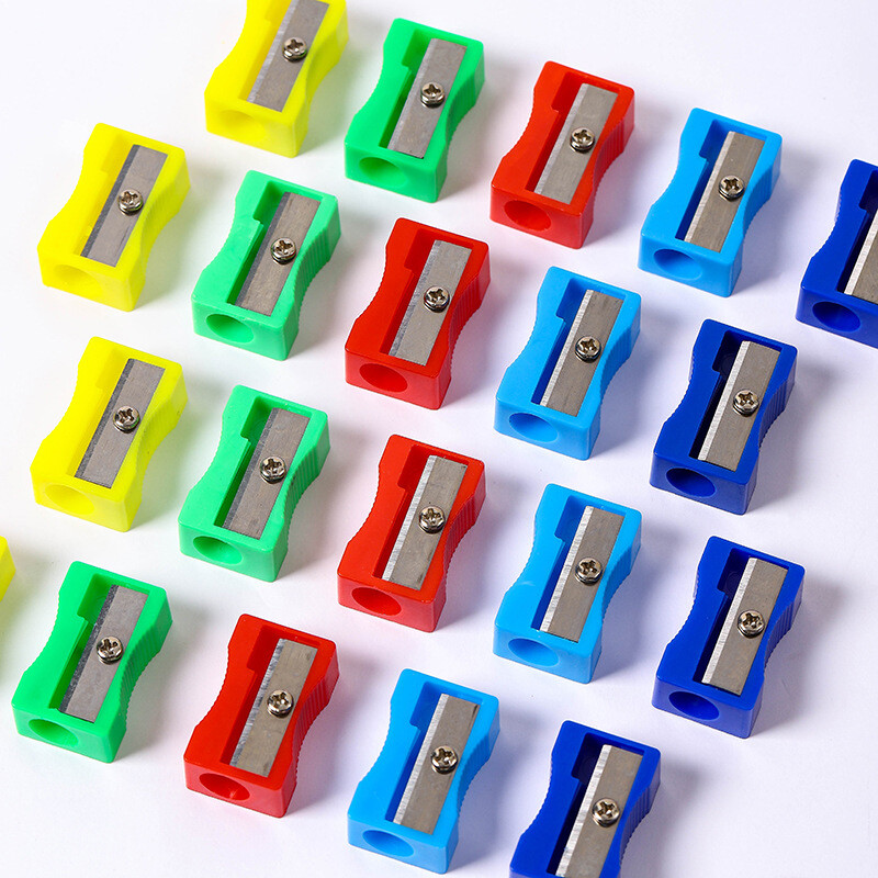 20Pcs Simple Colored Single Hole Rectangular Plastic Pencil Sharpener ...