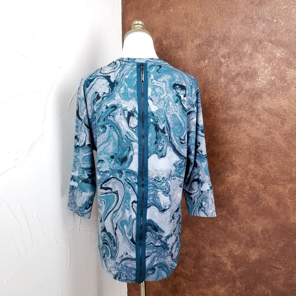 Melissa McCarthy Seven 7 Top Size M Blue Gray Marble Pattern Hi Low | eBay