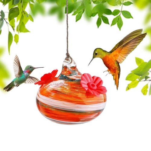 Small Glass Hummingbird Feeders for Outdoors Hanging Blown Glass Ball ...