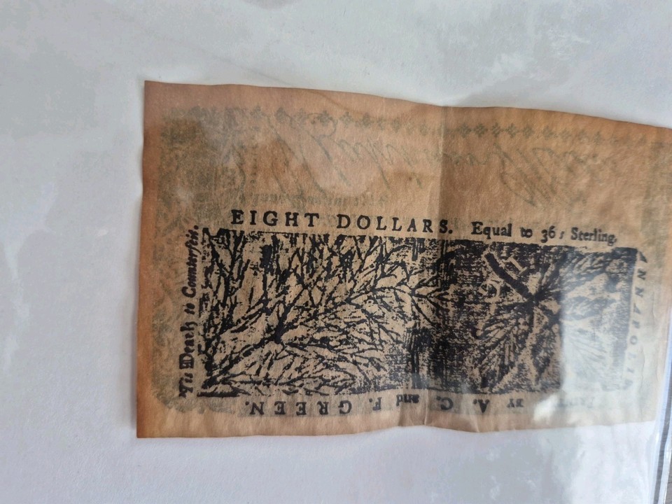 1774 Maryland Colonial Bank Note Eight Dollar Bill Antique Currency ...