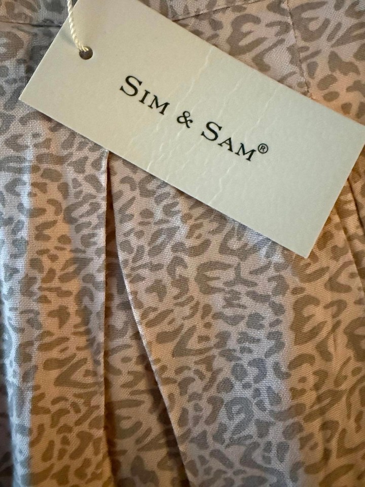 NEW Sim & Sam Mini Skirt Size XS Extra Small Pink Gray Leopard Pleated ...
