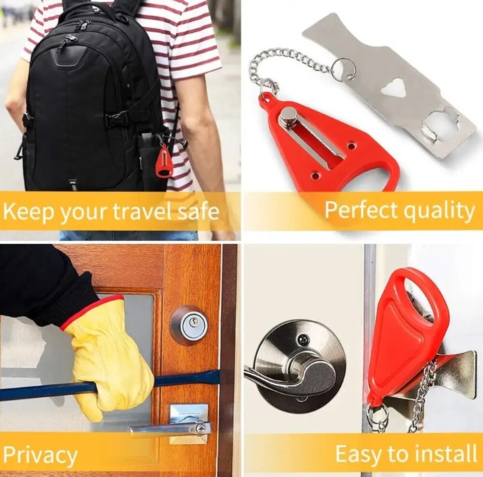 2-Pack Portable Door Lock– Travel & Home Security Safety Privacy ...