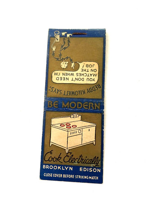 Fantastic Vintage Ad Matchbook "Brooklyn Edison" w/ "Reddy Kilowatt ...