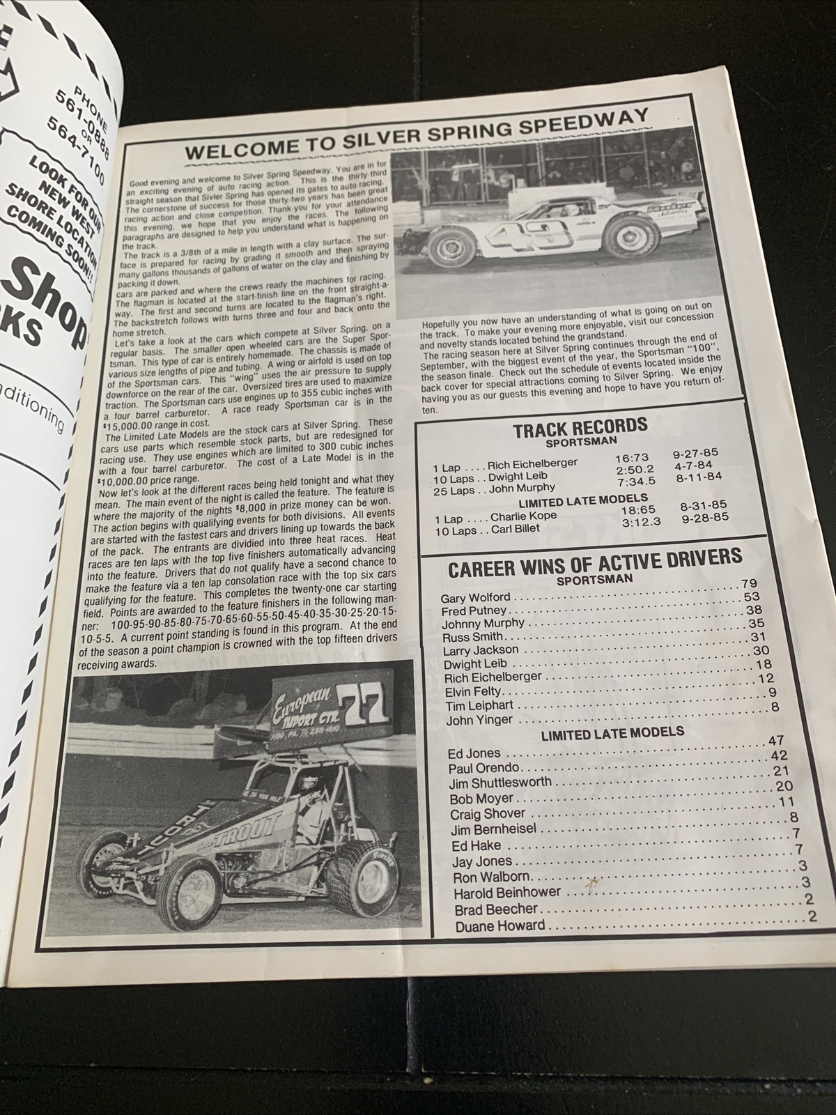 Silver Spring Speedway Program Vintage PA Racing Magazine 1986 | eBay