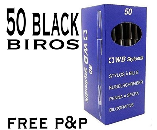 Stylostik Black Pens Pack of 50 Biros FAST FREE DELIVERY | eBay UK
