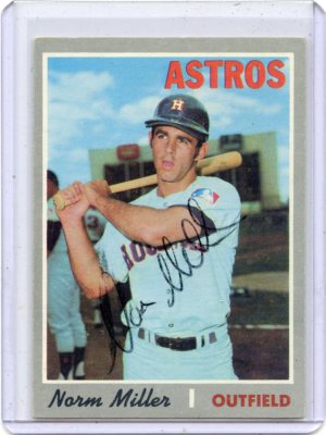 1970 TOPPS BASEBALL #619 NORM MILLER AUTOGRAPH, HOUSTON ASTROS 093018 ...