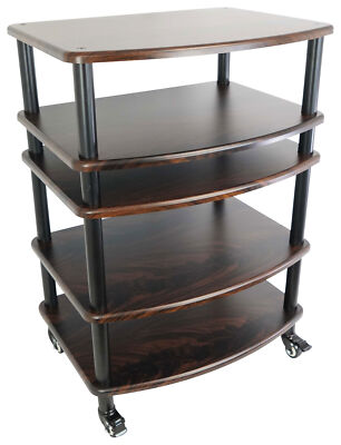 Rockville FLX Dark Wood Adjustable Height 5 Shelf Home Theater Audio ...