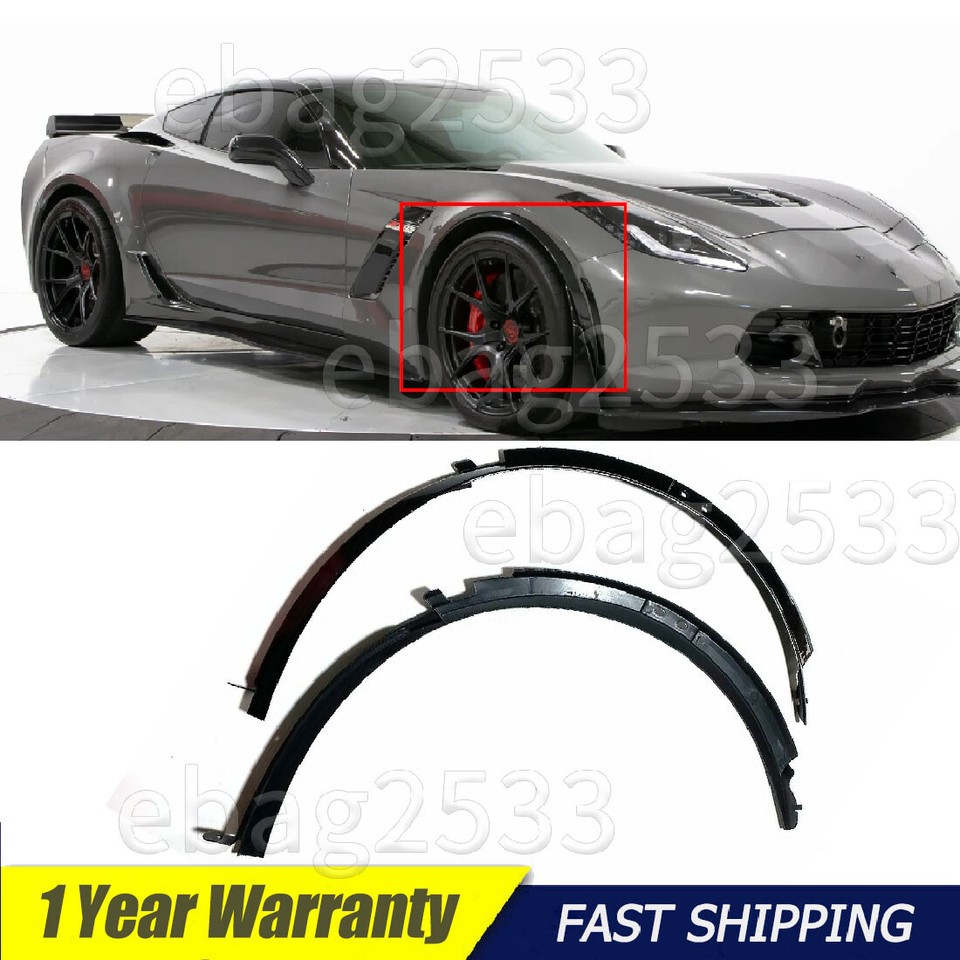 For Corvette C7 2014-2019 Pair Gloss Black Print Front Wheel Trim ...