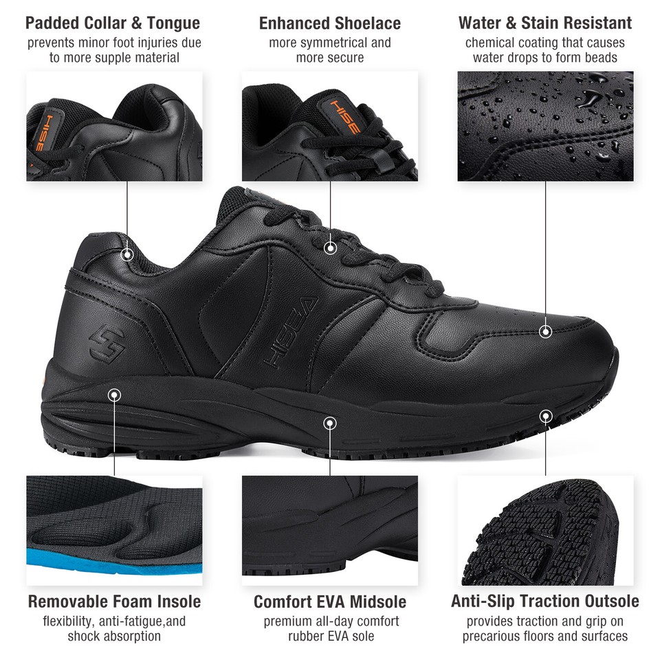 HISEA Women Kitchen Non-Slip Working Shoes Oil-Resistant Food Service ...