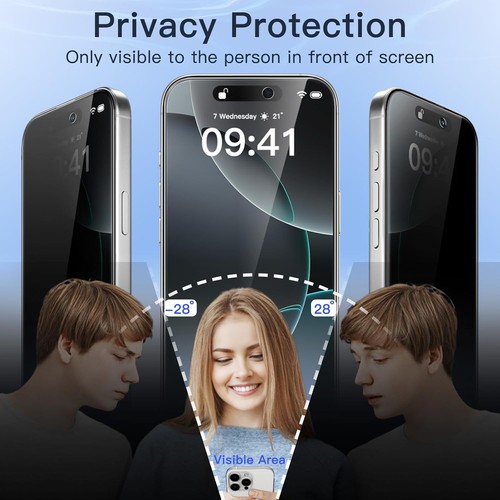 JETech Privacy Screen Protector for iPhone 16 16 Pro 6.3-Inch, Black | eBay