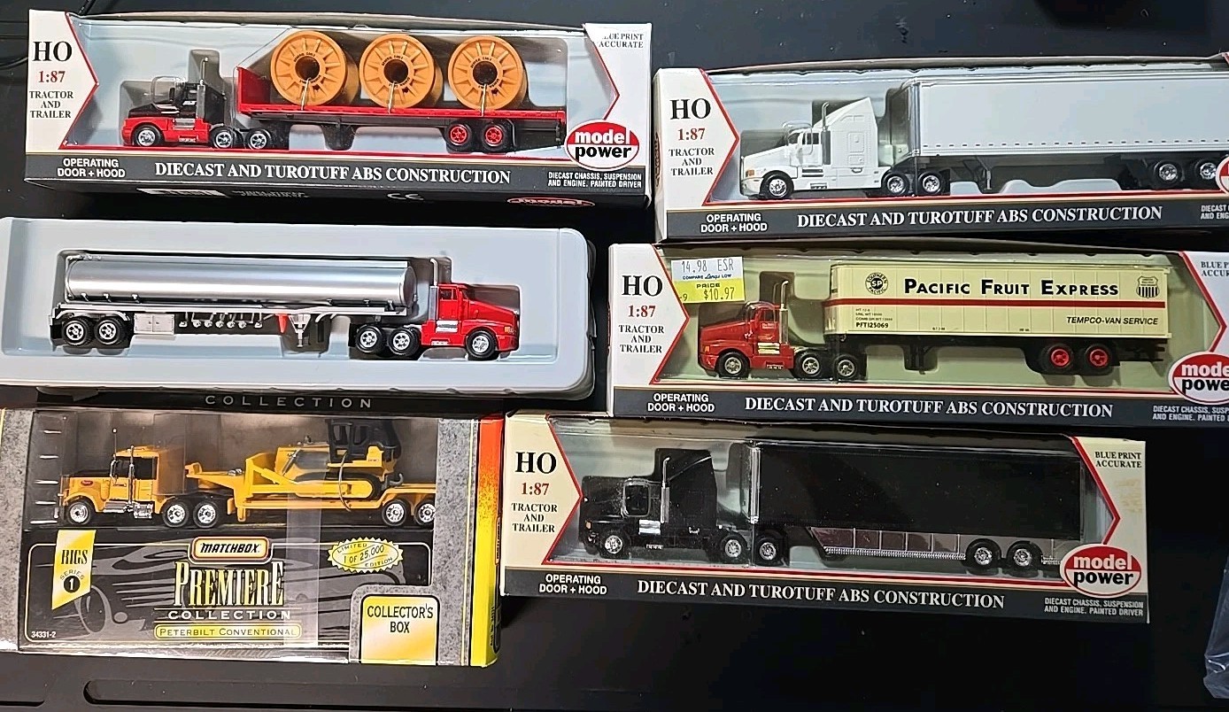Model Power HO scale Tractor Trailer W/Loads Lot (6ct) Matchbox 1/87 ...