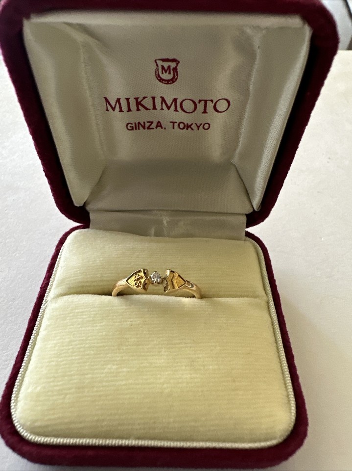 Vintage 18k Mikimoto Diamond Ring With Box | eBay