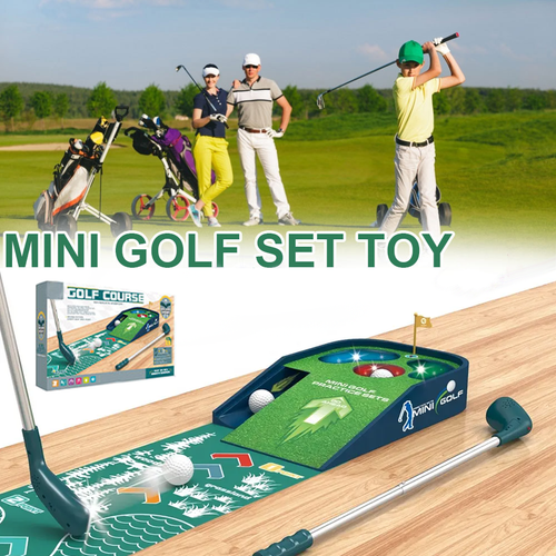 Family Mini golf practice flash sounding vibration golf ball mat toy ...