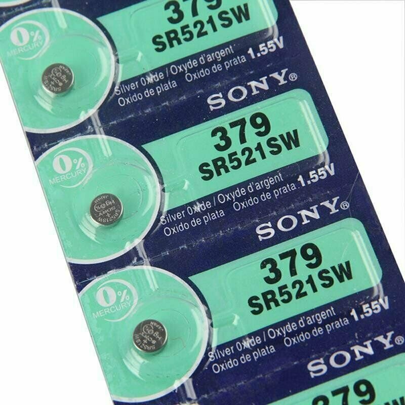 2 PCS SR521SW Sony 379 Watch Battery AG0 1.55V Button Battery Silver ...
