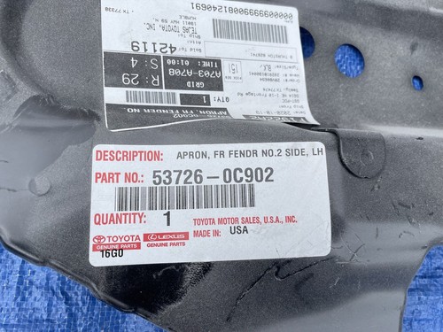 Genuine Toyota Apron Reinforced 53726-0C902 | 537260C902 | OE | Black ...