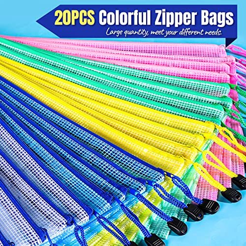 20pcs Mesh Zipper Pouch A4 Letter Size Mesh Bags With Zipper Document ...