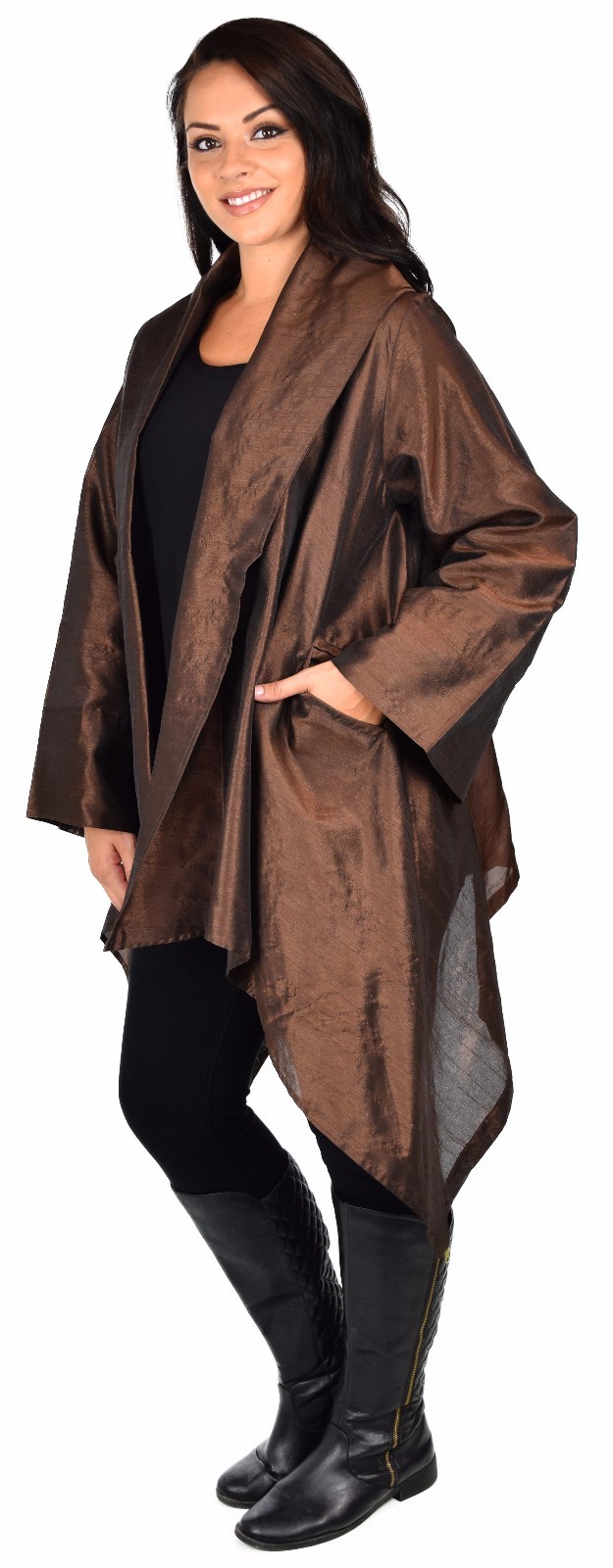 Women Plus Size Poly Silk Designer Cover Up Duster Jacket, Sizes 1X-6X ...