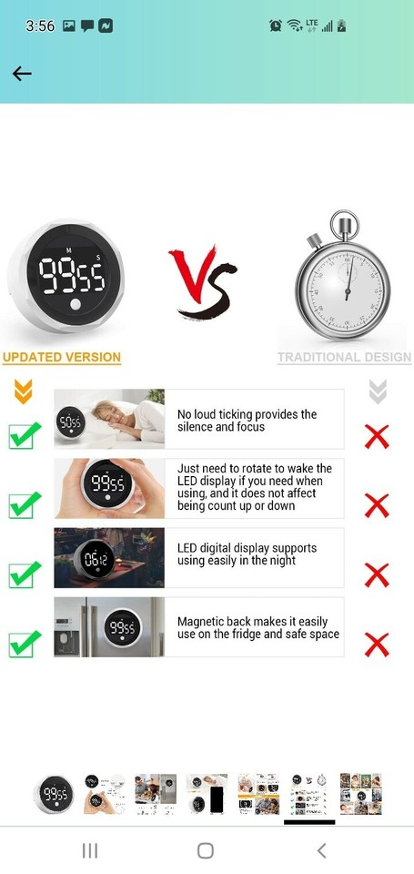 Digital Kitchen Timer - 99 Minutes and 55 Seconds LED Display Visual ...