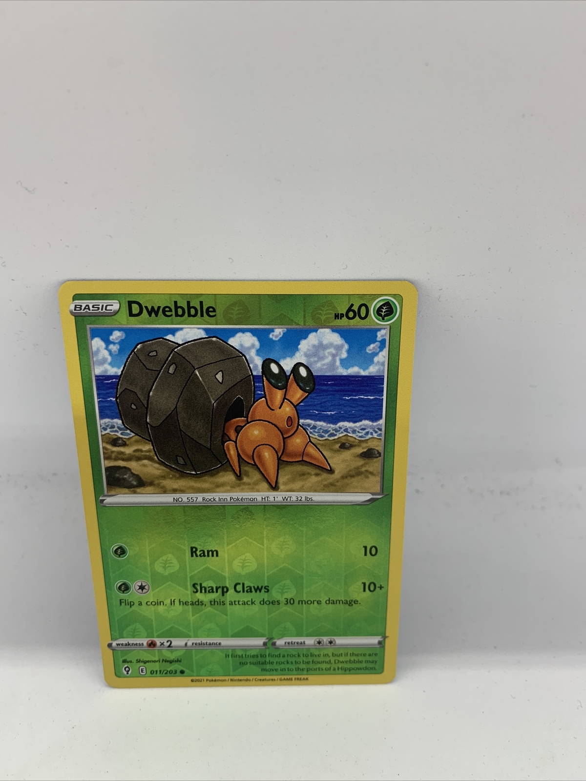 Pokemon Card Evolving Skies 11/203 011/203 Dwebble Reverse Holo Common ...