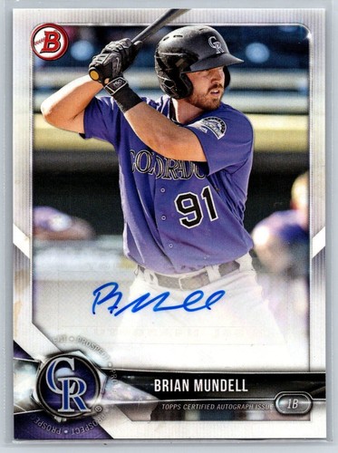 2018 Bowman Brian Mundell Rookie Auto Colorado Rockies RC | eBay