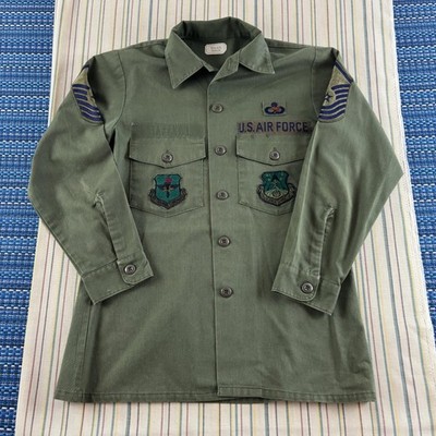 Vintage US Air Force Shirt Mens 15.5x31 Utility OG-507 Patches 70s 80s ...